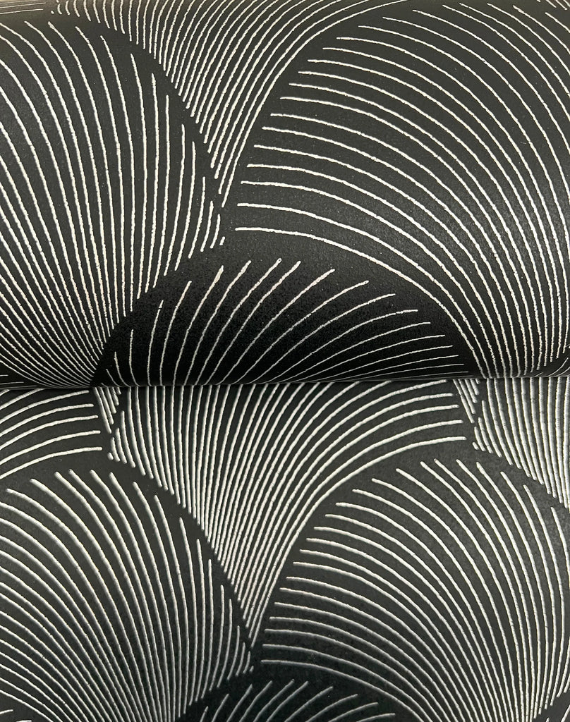 NT6105 Metallic Scallop Black Wallpaper – wallcoveringsmart