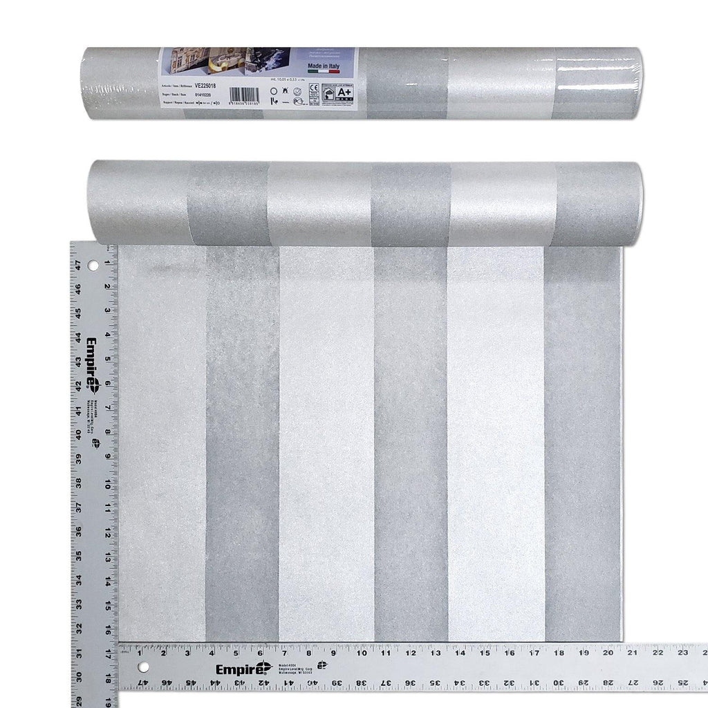 225018 Flocking Gray Silver Metallic Velvet Stripes Flocked Striped Wa – wallcoveringsmart