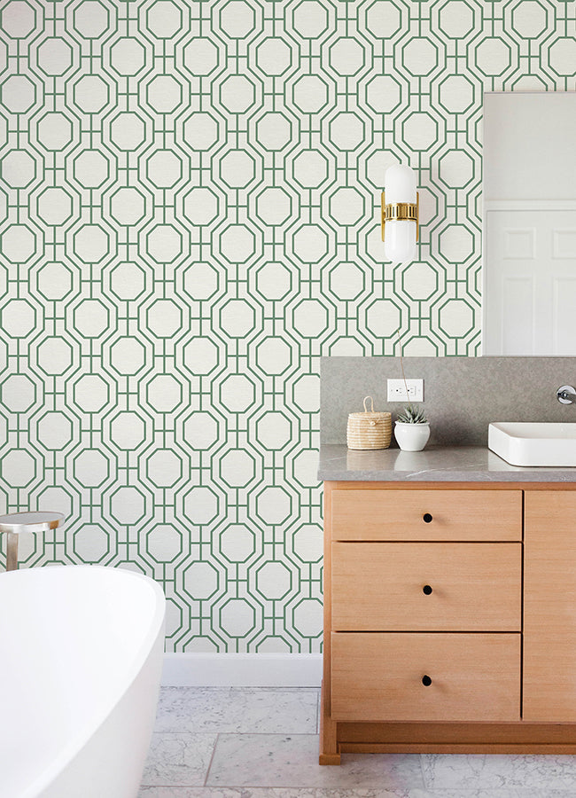 4122-27047 MANOR GREEN GEOMETRIC TRELLIS WALLPAPER – wallcoveringsmart