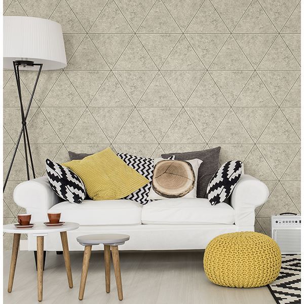 2540-24014 Polished Concrete Off-White Geometric Wallpaper ...