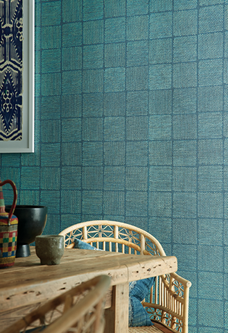 2587 Kantha Wallpaper Brutan Black on Ebony Glazed Abaca Phillip Jeffr ...