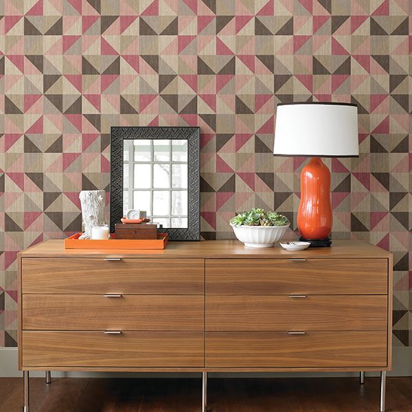 2697-22622 Puzzle Pink Geometric Wallpaper – wallcoveringsmart