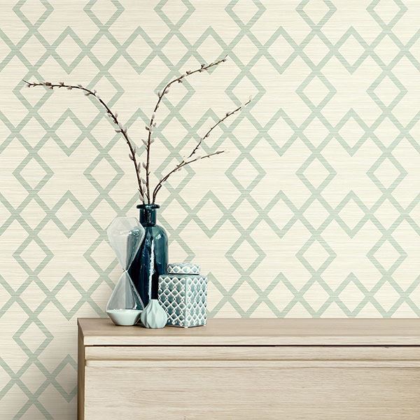 2765-BW40404 Vana Seafoam Woven Diamond Wallpaper – wallcoveringsmart
