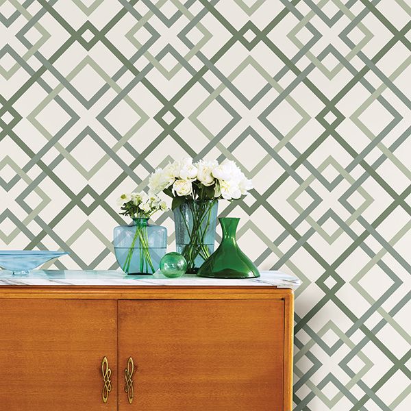2901-25437 Saltire Emile Green Lattice Wallpaper – wallcoveringsmart