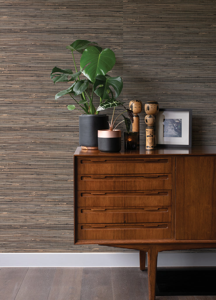 2923-89475 Anhui Black Grasscloth Wallpaper – wallcoveringsmart