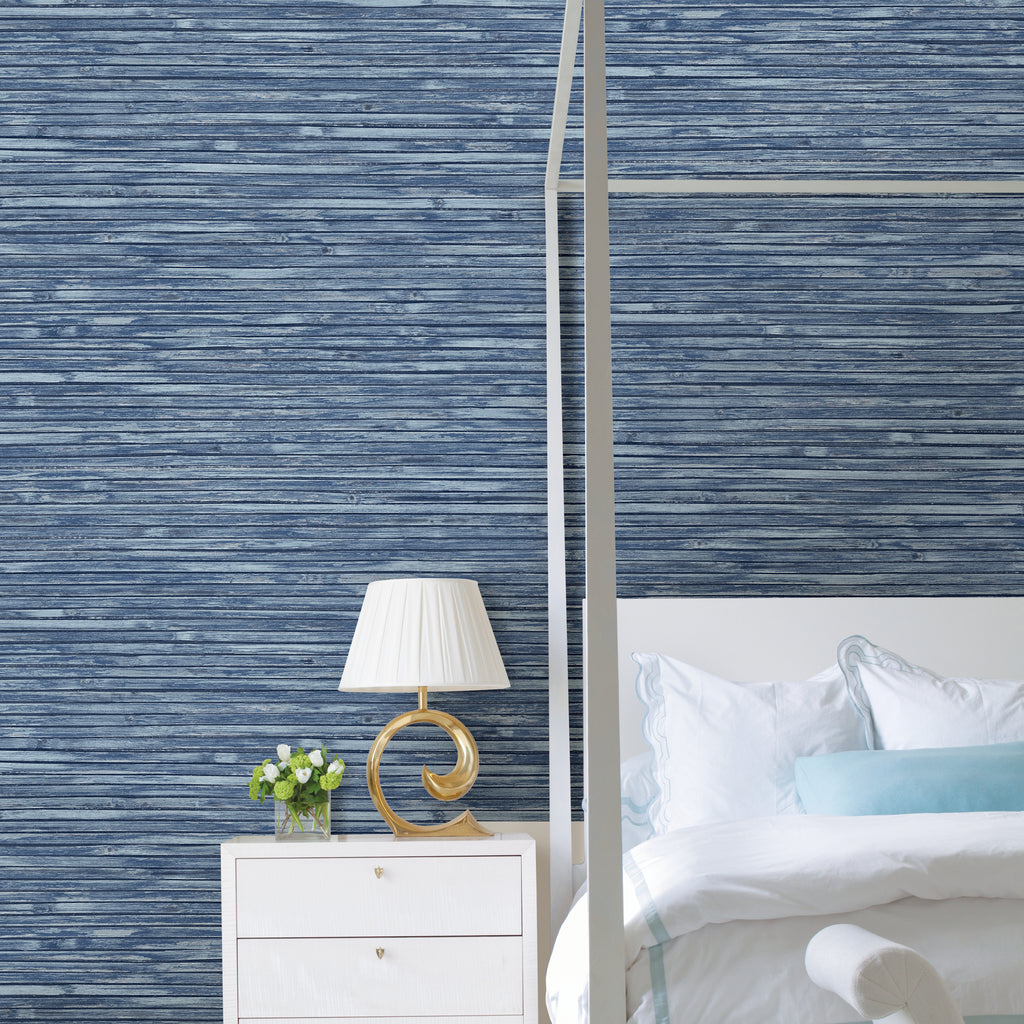 2927-81302 Bellport Denim Wooden Slat Wallpaper – wallcoveringsmart