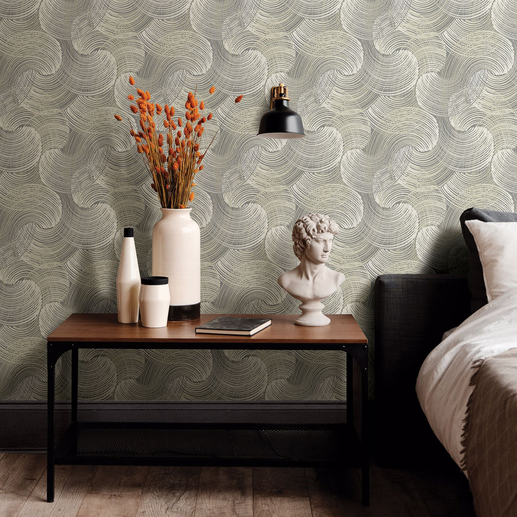 2964-25906 Karson Grey Swirling Geometric Wallpaper – wallcoveringsmart