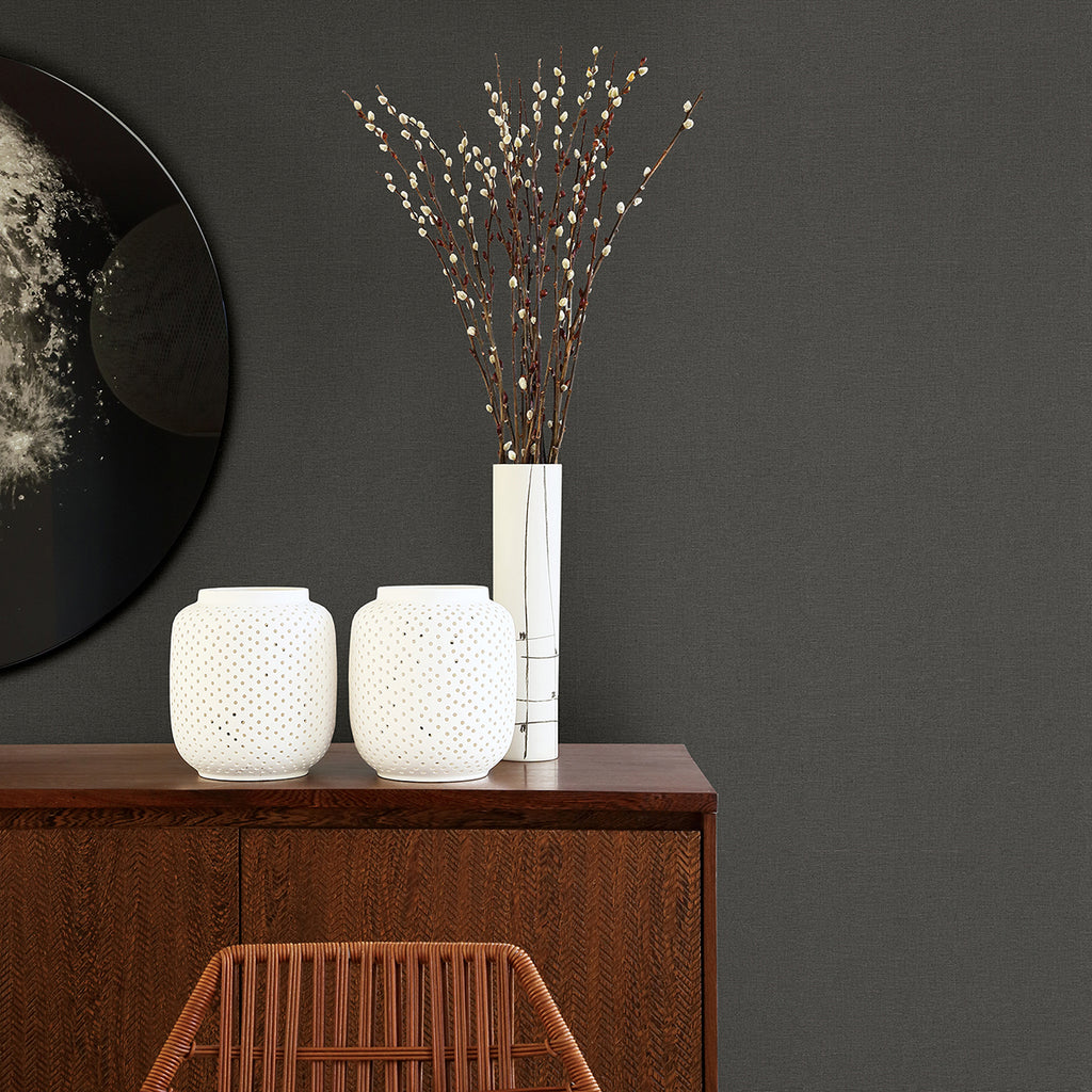 2971-86317 Meade Charcoal Fine Weave Wallpaper – wallcoveringsmart