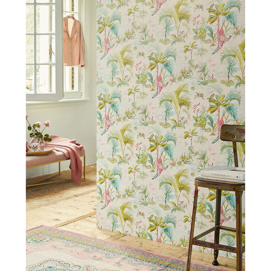 300140 Calliope White Palm Scenes Wallpaper – wallcoveringsmart