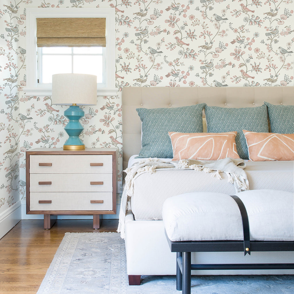 3122-10805 Jinjur Blush Bird Trail Wallpaper – wallcoveringsmart