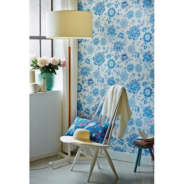 341012 Kali Light Blue Folklore Chintz Wallpaper – wallcoveringsmart