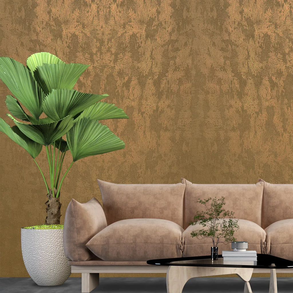 34277 Foil bronze ginger gold metallic faux concrete plaster textured ...