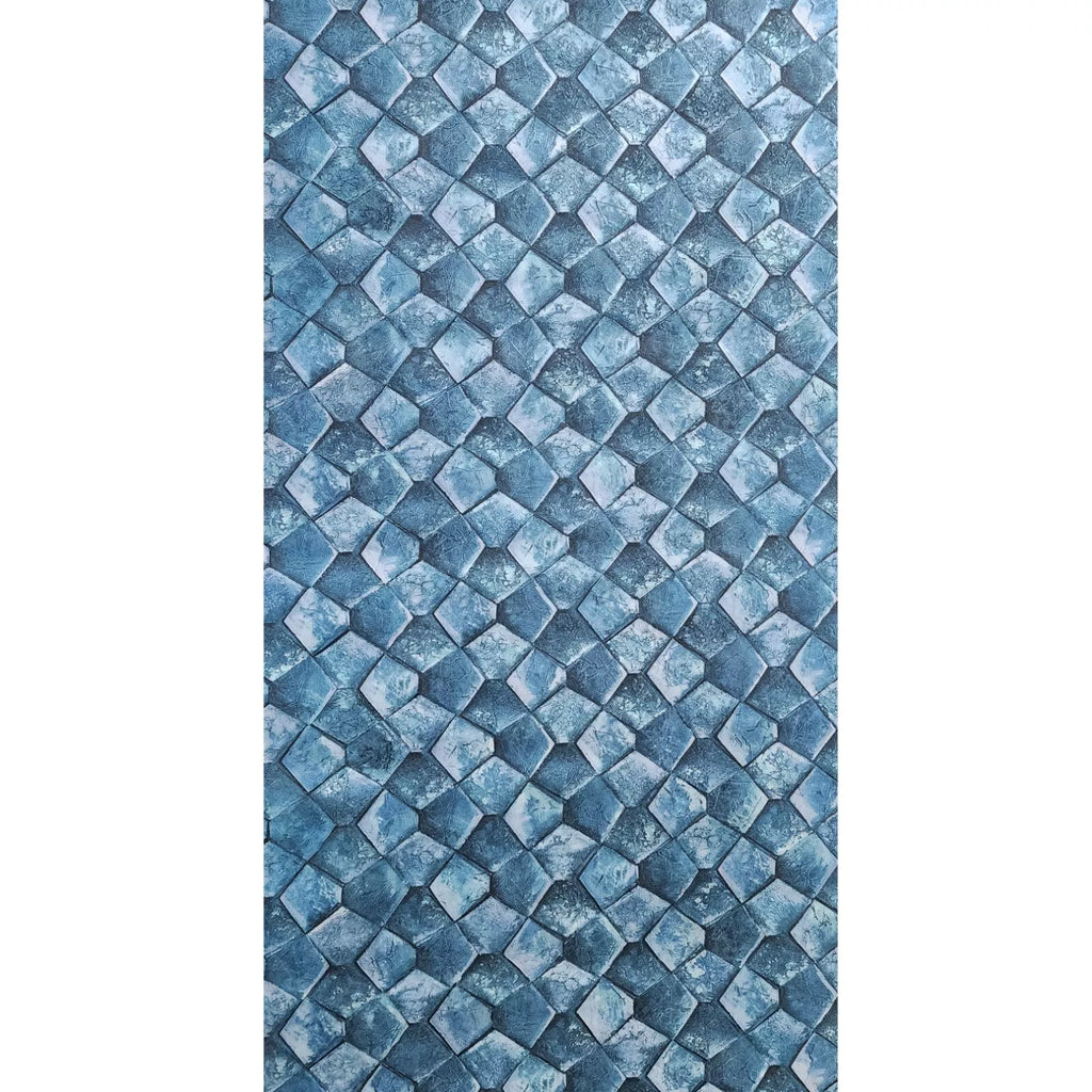 34910 Embossed blue faux dragon scales plaster tile textured modern wa ...