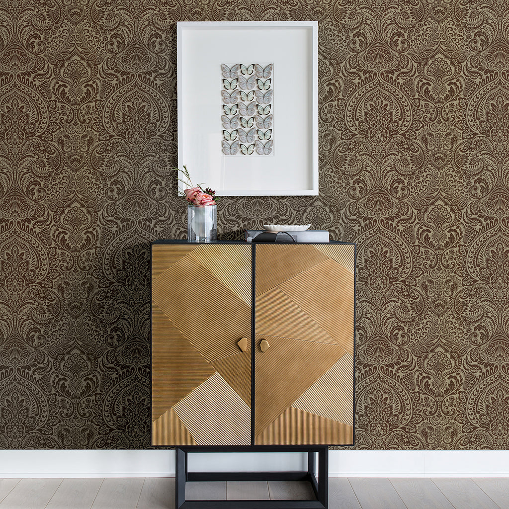 4019-86440 Artemis Bronze Floral Damask Wallpaper – wallcoveringsmart