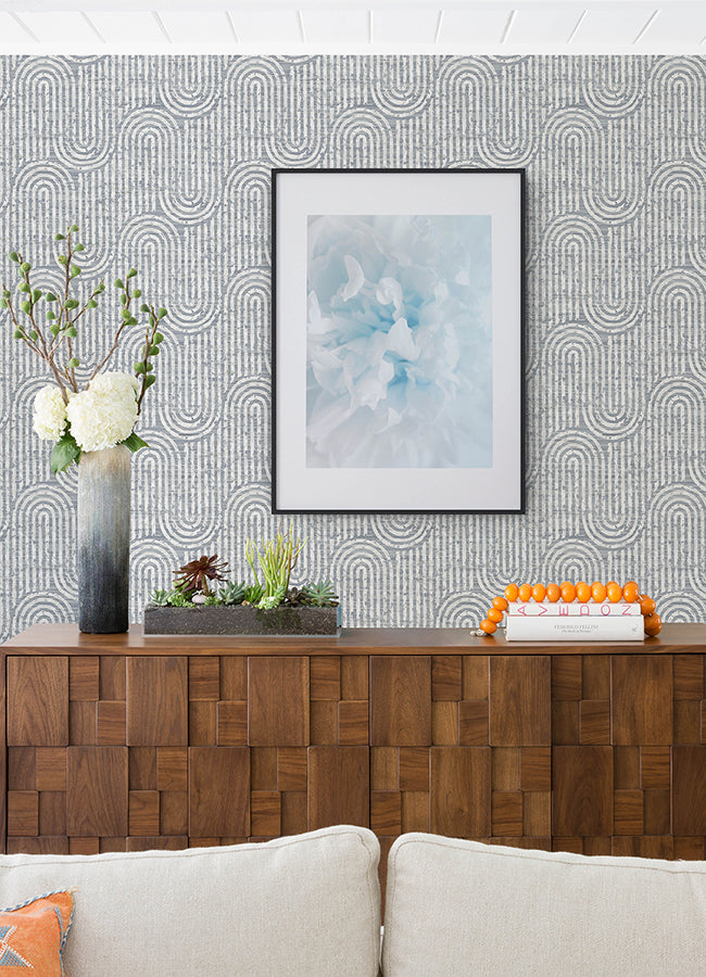 4034-26788 Trippet Blue Zen Waves Wallpaper – wallcoveringsmart