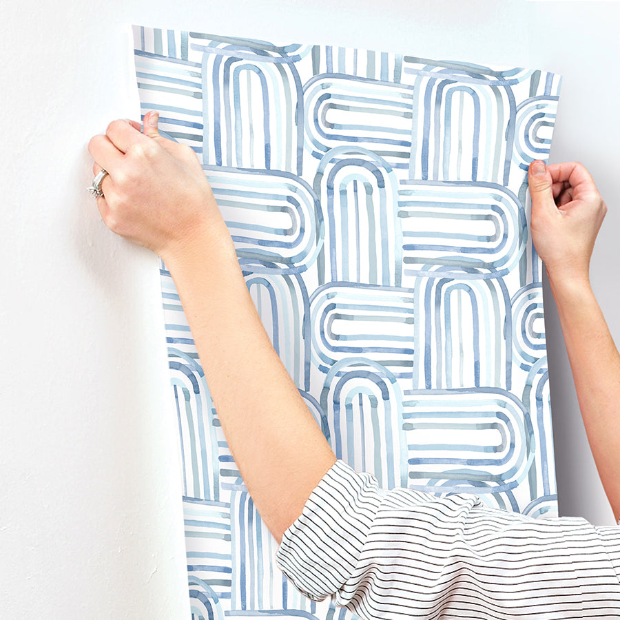 4135-27273 Lolly Blue Arches Wallpaper – wallcoveringsmart