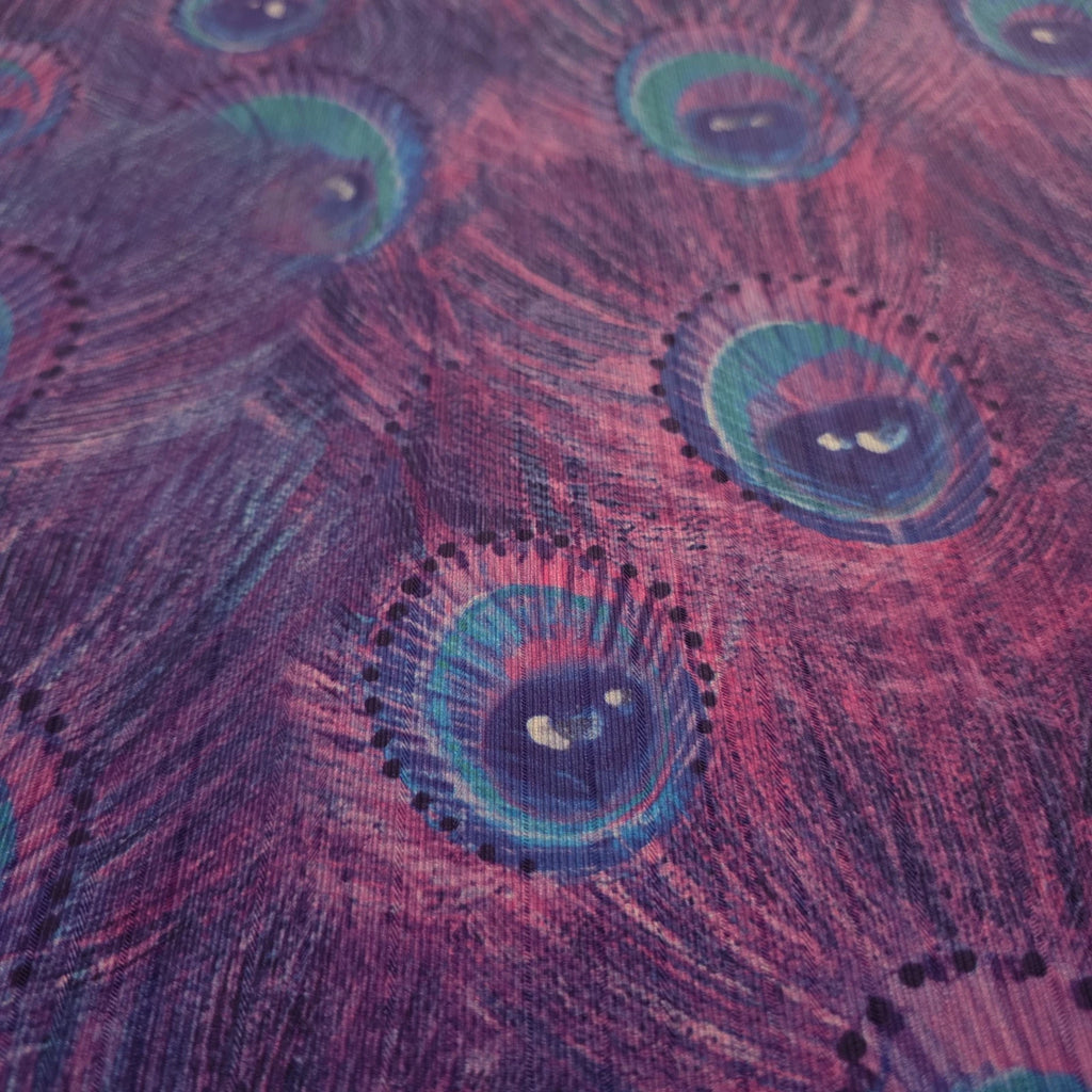 58506 Peacock feather mural blue teal turquoise purple faux fabric tex ...