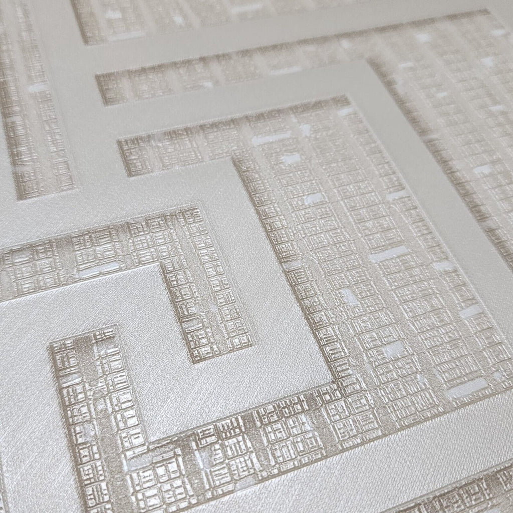 96236-4 Versace Beige Tan cream small Greek Key lines textured Wallpap ...