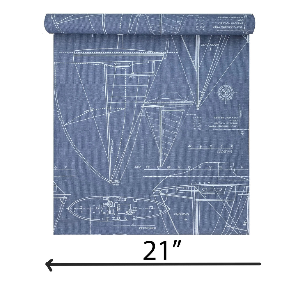 CC51922 Dark navy blue nautical blueprint sailing boat coastal Marine ...
