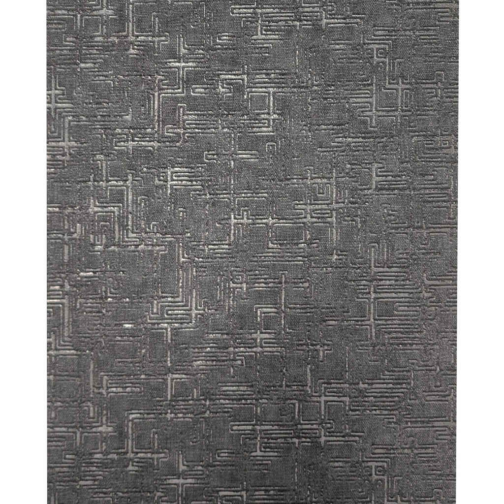 C88103 Dark gray metallic distressed labyrinth lines faux fabric textu ...
