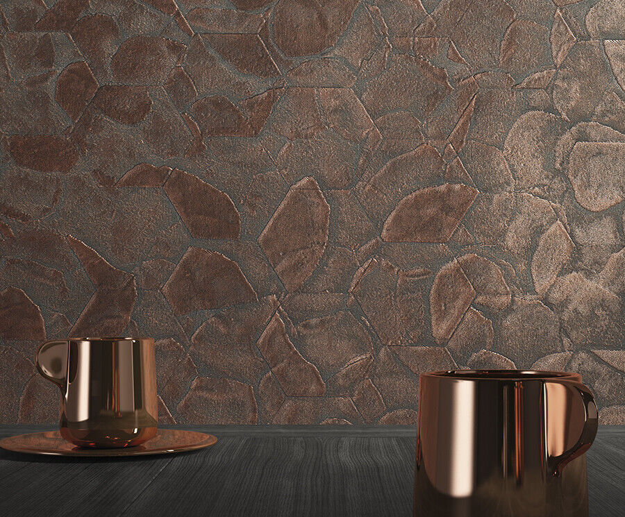 Z54504 Distressed copper gray bronze metallic faux plaster rocks Textu ...