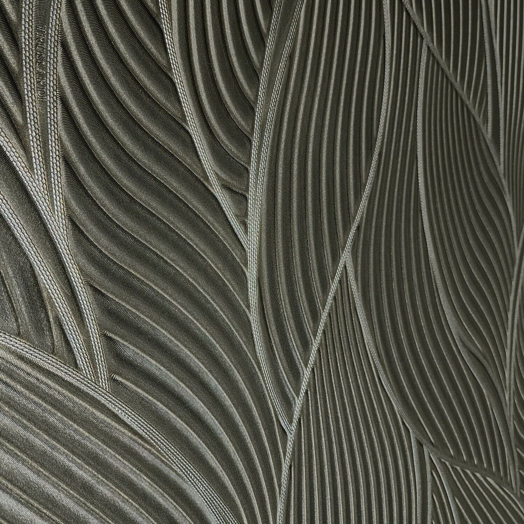 Z18909 Embossed bronze metallic faux fabric wave lines textured contem ...
