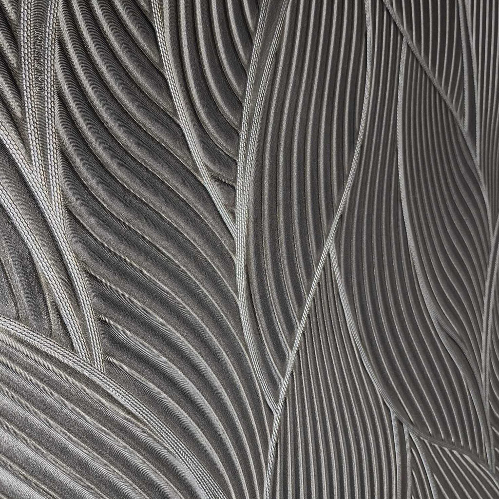 Z18909 Embossed bronze metallic faux fabric wave lines textured contem ...