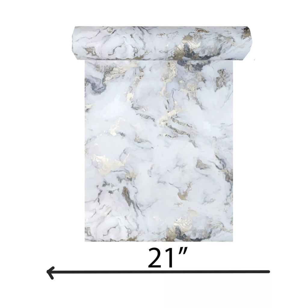 WM92300101 Faux marble stone effect off white gray gold metallic conte ...