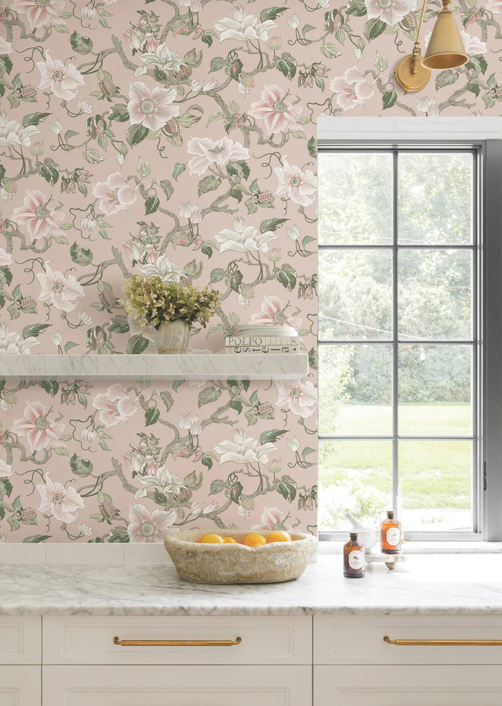 GT4511 Ronald Redding Marguerite Vine Blush Wallpaper – wallcoveringsmart