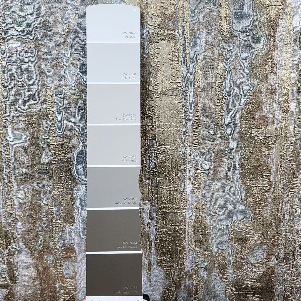 Z10938 Gray silver brass gold metallic faux distressed metal plaster t ...