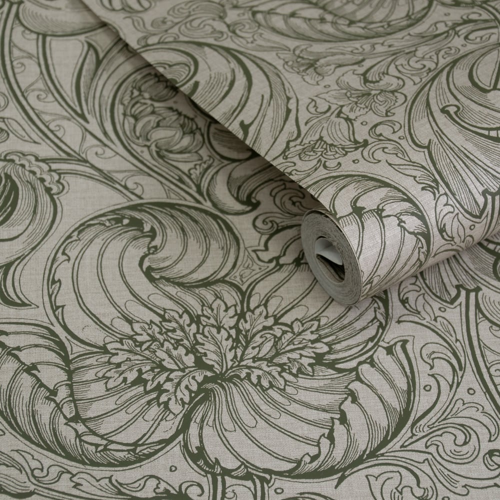 Lb25111 Vintage Floral Line Art Pattern Leaves Wallpaper ...