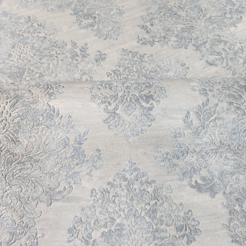 Z78039 Light rustic gray blue victorian vintage damask faux fabric tex ...