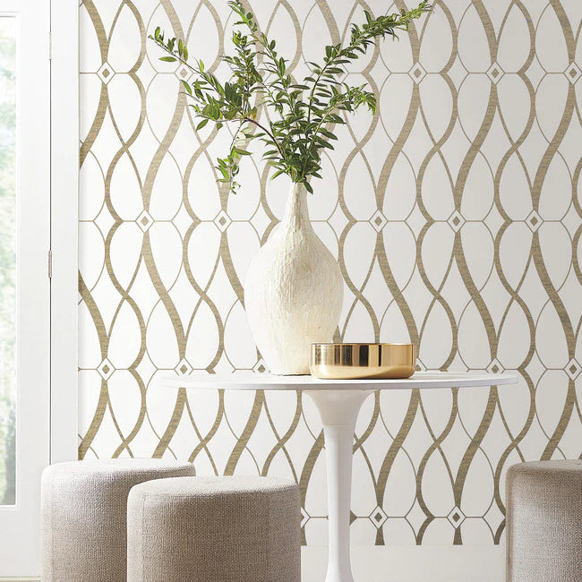 MD7171 Graceful Geo Cream Gold Wallpaper – wallcoveringsmart