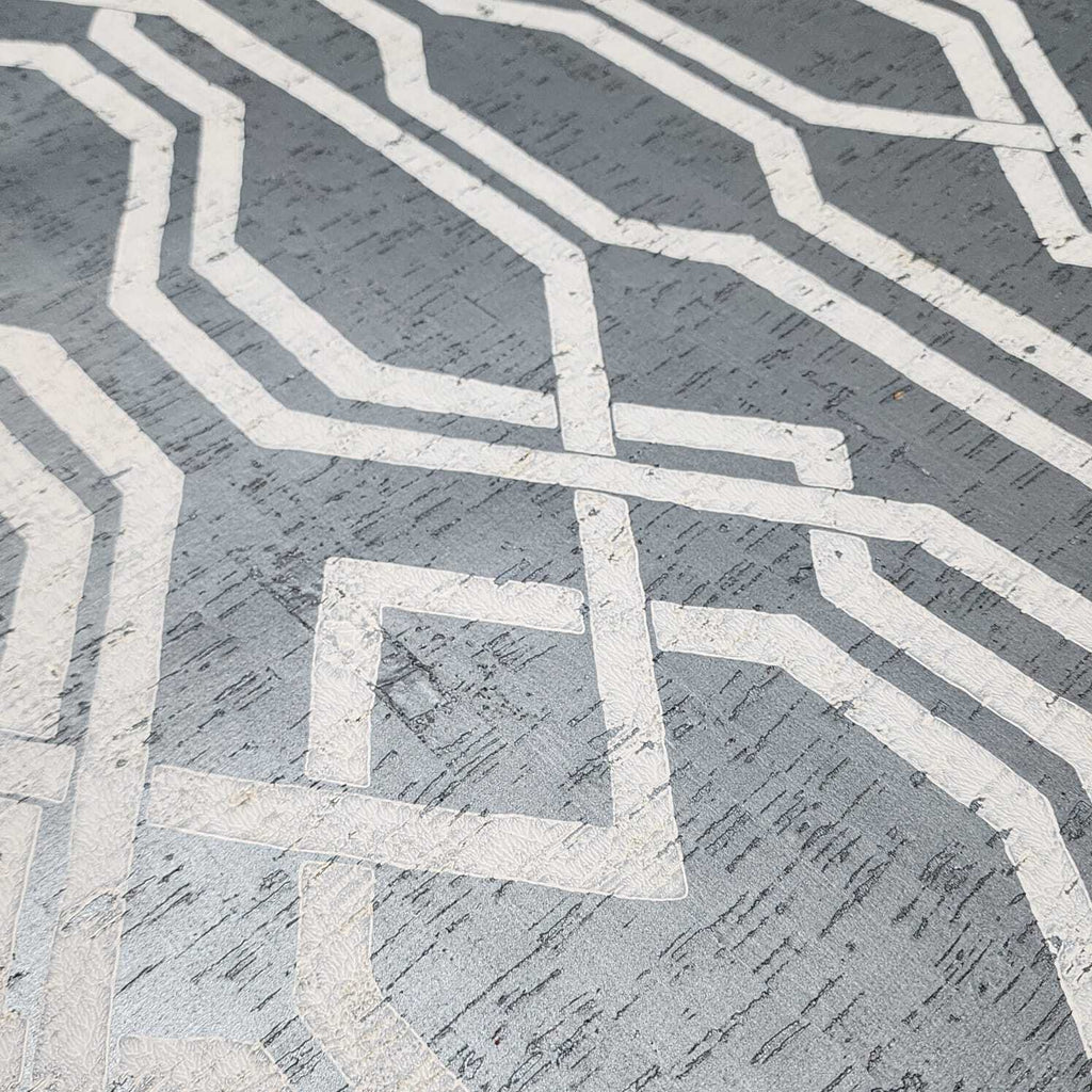 12405, LC7132 Modern Gray Graphite blue metallic white trellis lines n ...