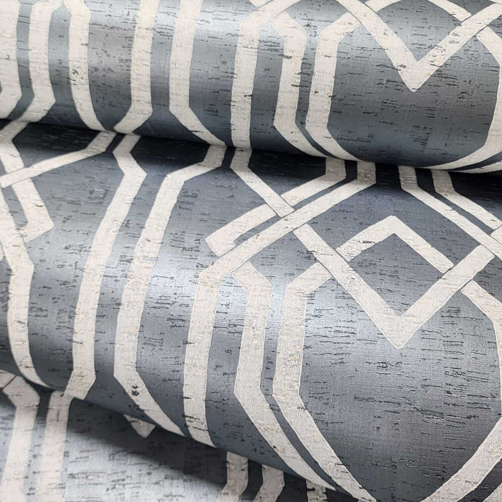 12405, LC7132 Modern Gray Graphite blue metallic white trellis lines n ...