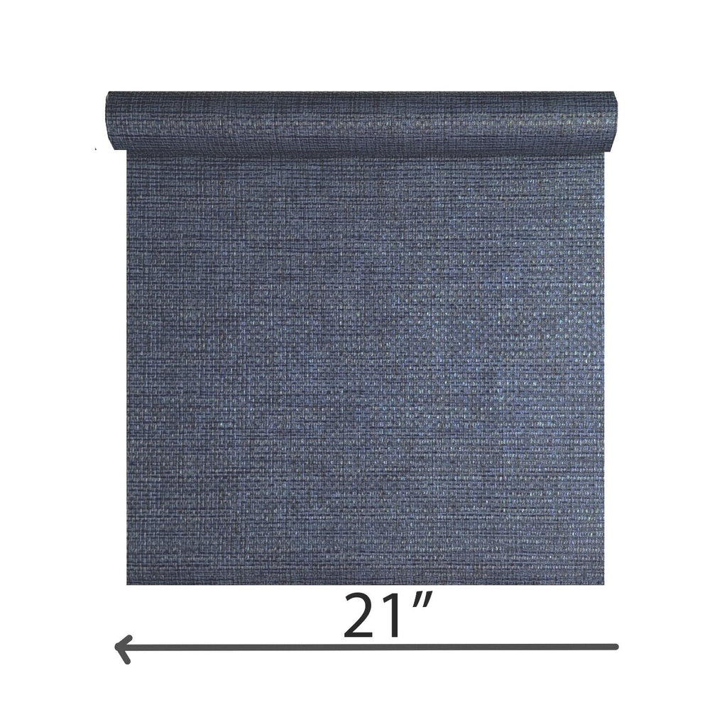 221251 Plain dark blue silver faux paper weave grasscloth woven textur ...