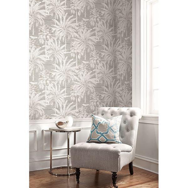 PS40006 Dream Of Palm Trees Grey Texture Wallpaper – wallcoveringsmart