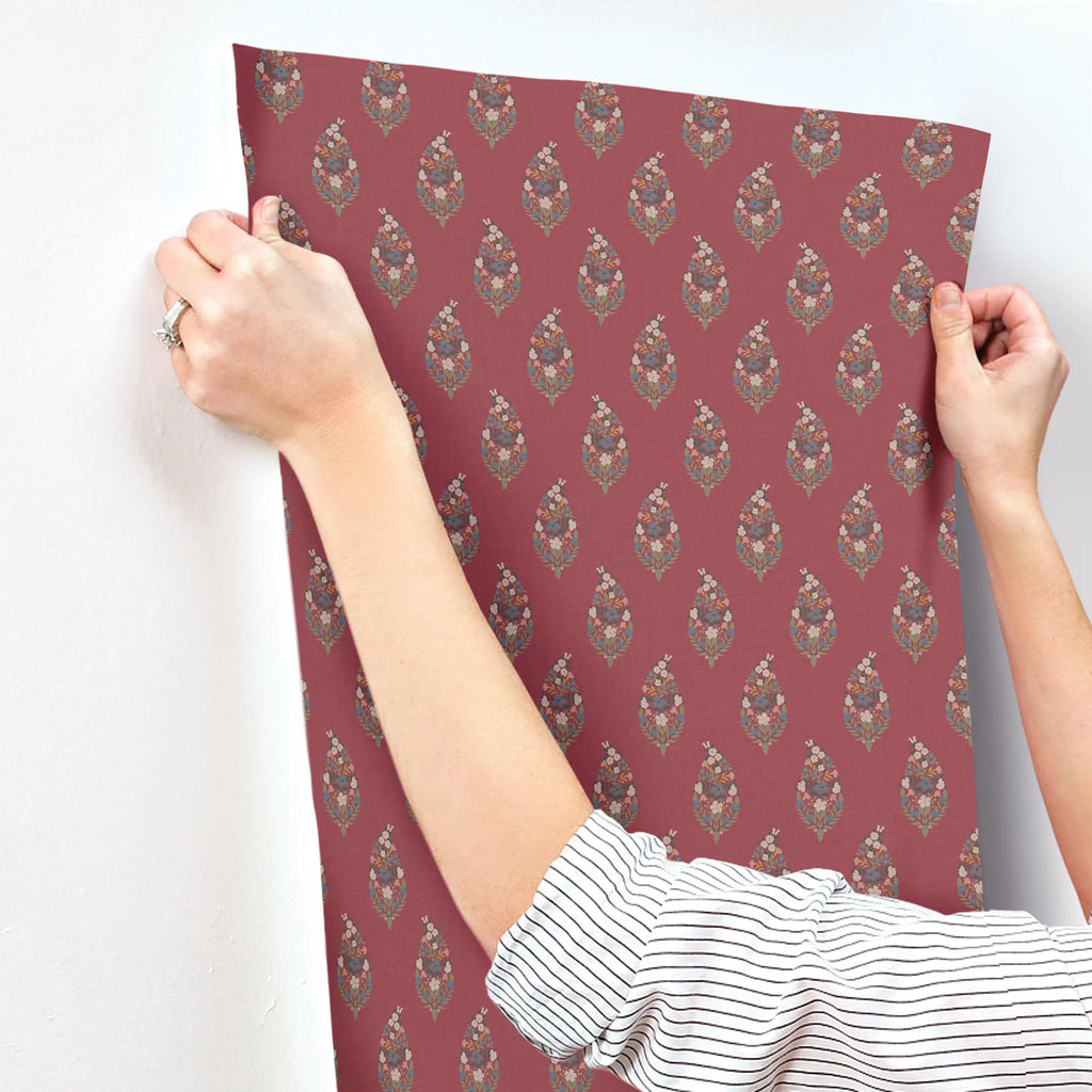 RF7475 Rifle Paper Co. Paisley Burgundy Wallpaper – wallcoveringsmart