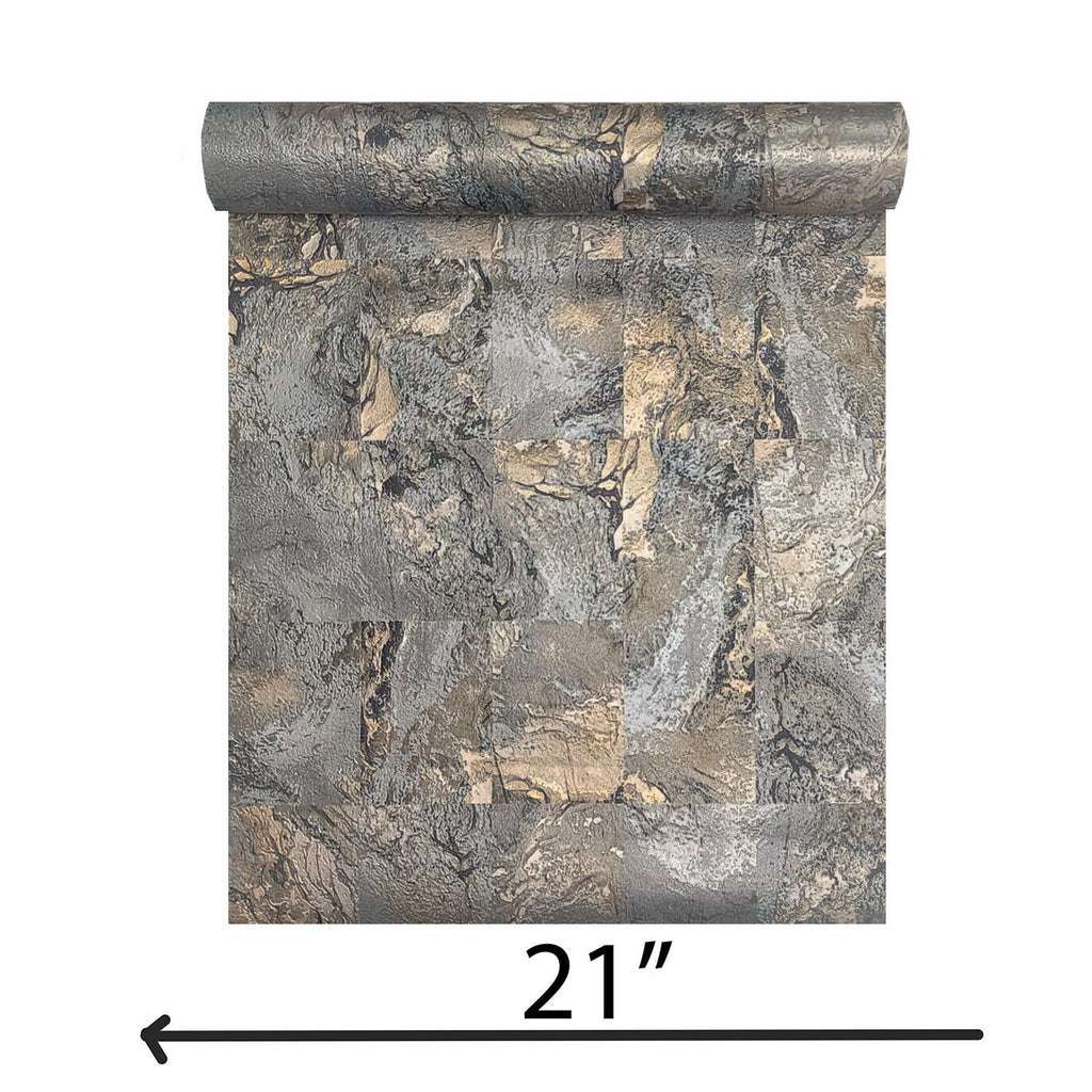 M23027 Rustic Gray beige cream gold metallic faux stone plaster tile t ...