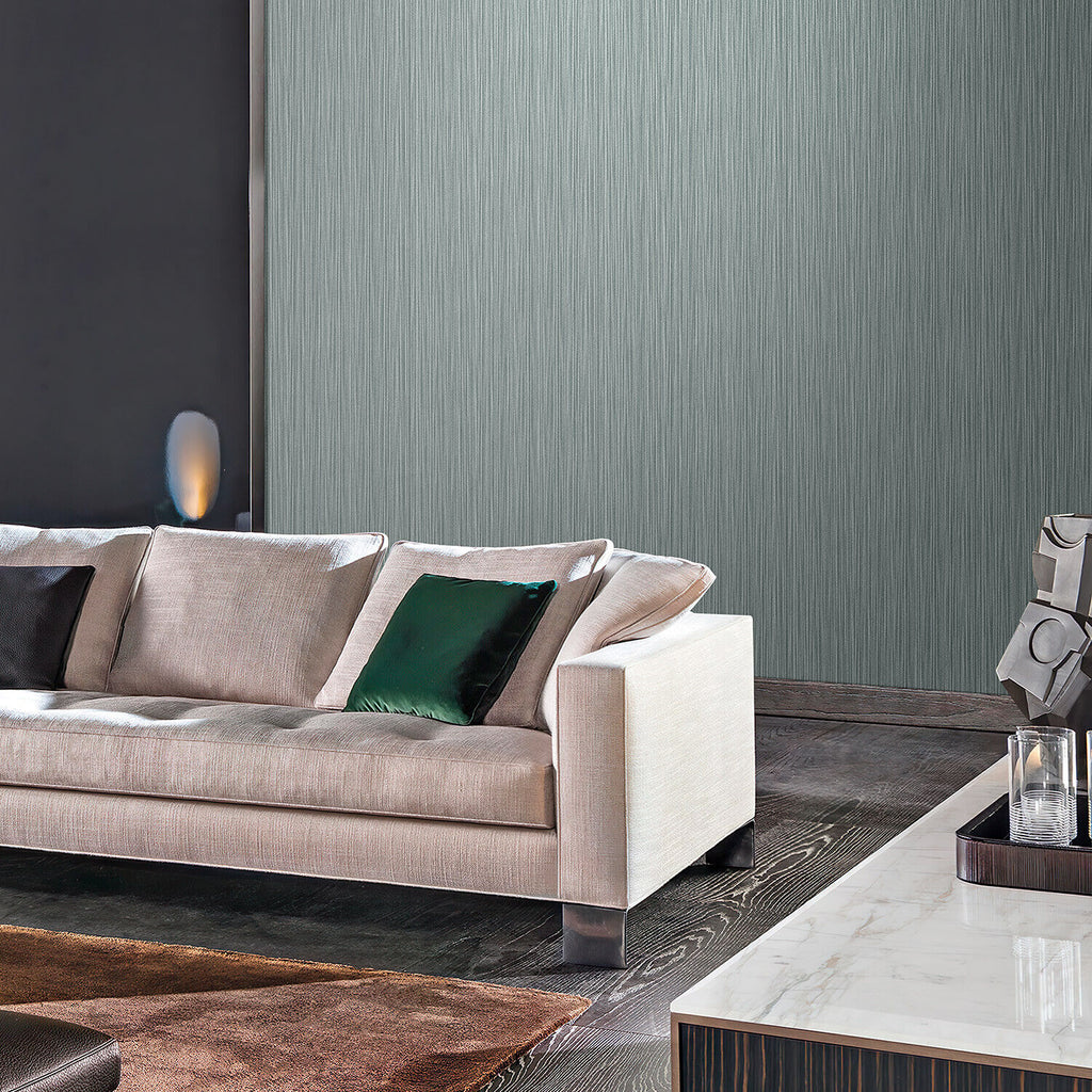 Z78017 Silver Gray Blue metallic textured faux fabric vertical lines m ...