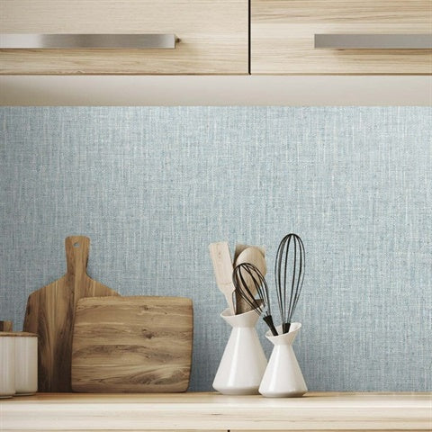 TG60046 Sky Blue Tweed Woven Linen Wallpaper – wallcoveringsmart