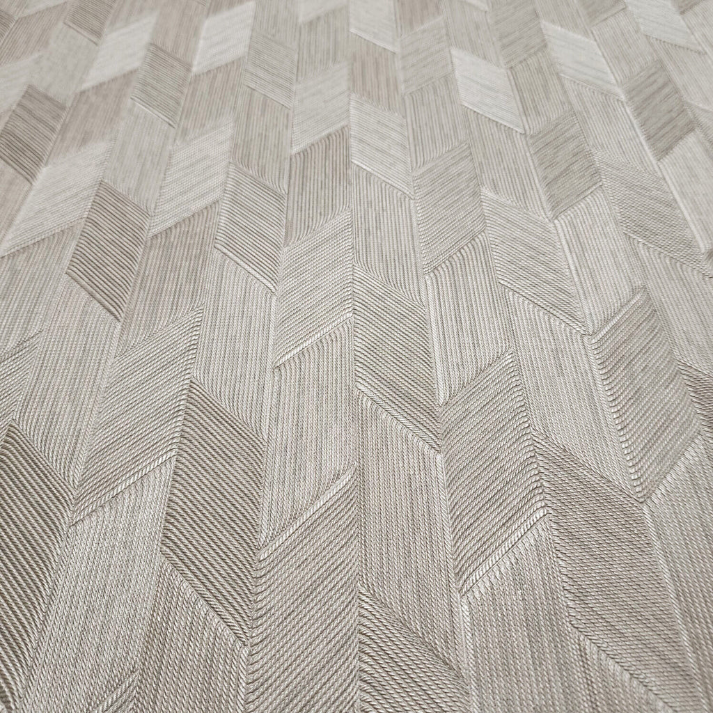 Z21825 Tan cream parallelogram herringbone thread lines faux fabric te ...