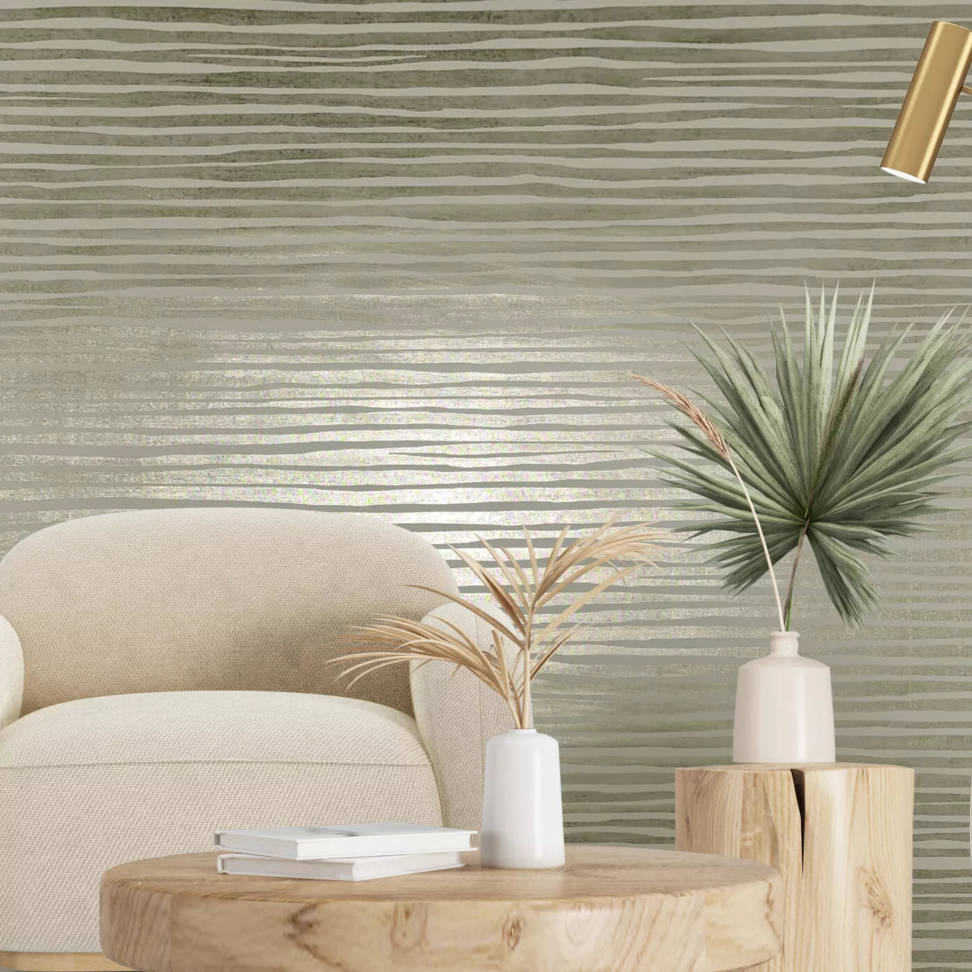 Horizontal Stripes Wallpaper Fine Decor Synergy Dove Grey Striped