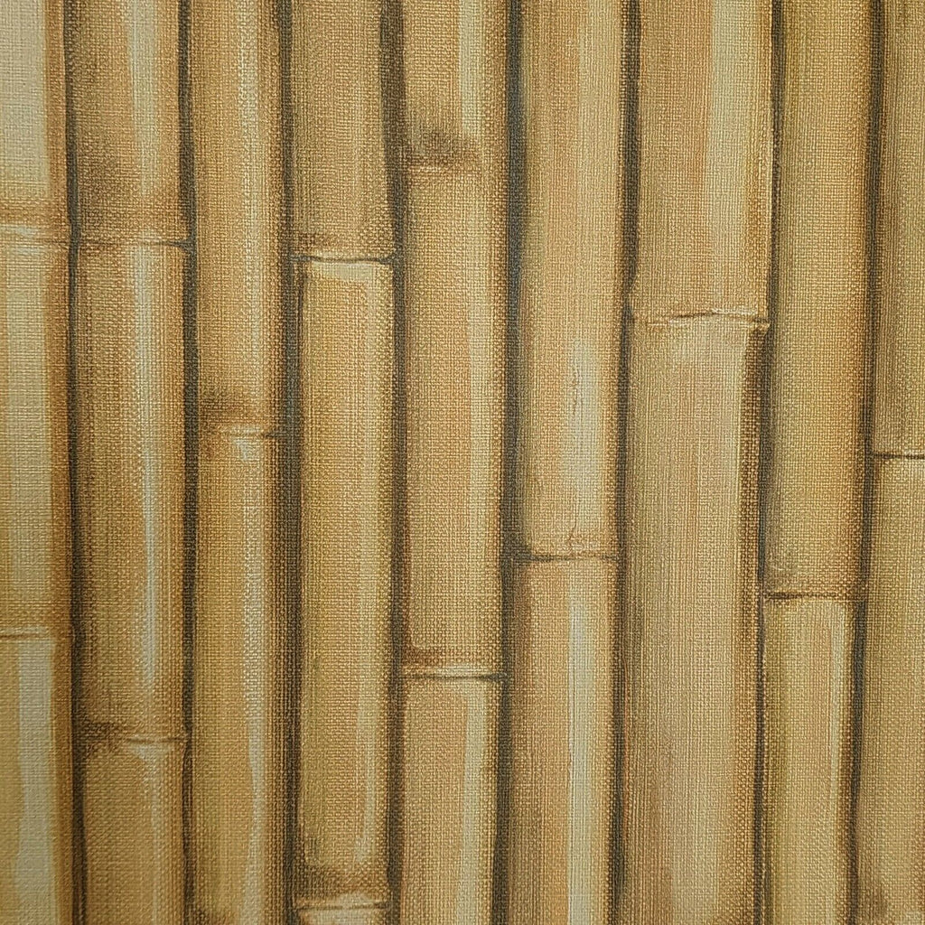 LH2009 Yellow brown bamboo pattern wallpaper roll modern tropical viny ...