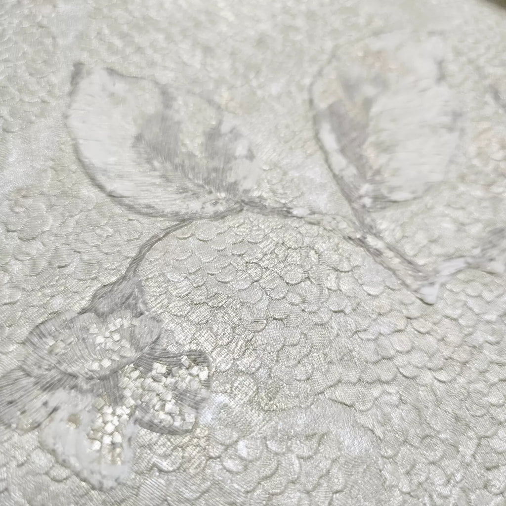 Z10909 Grayish pearl distressed fish scale plaster textured floral bra ...