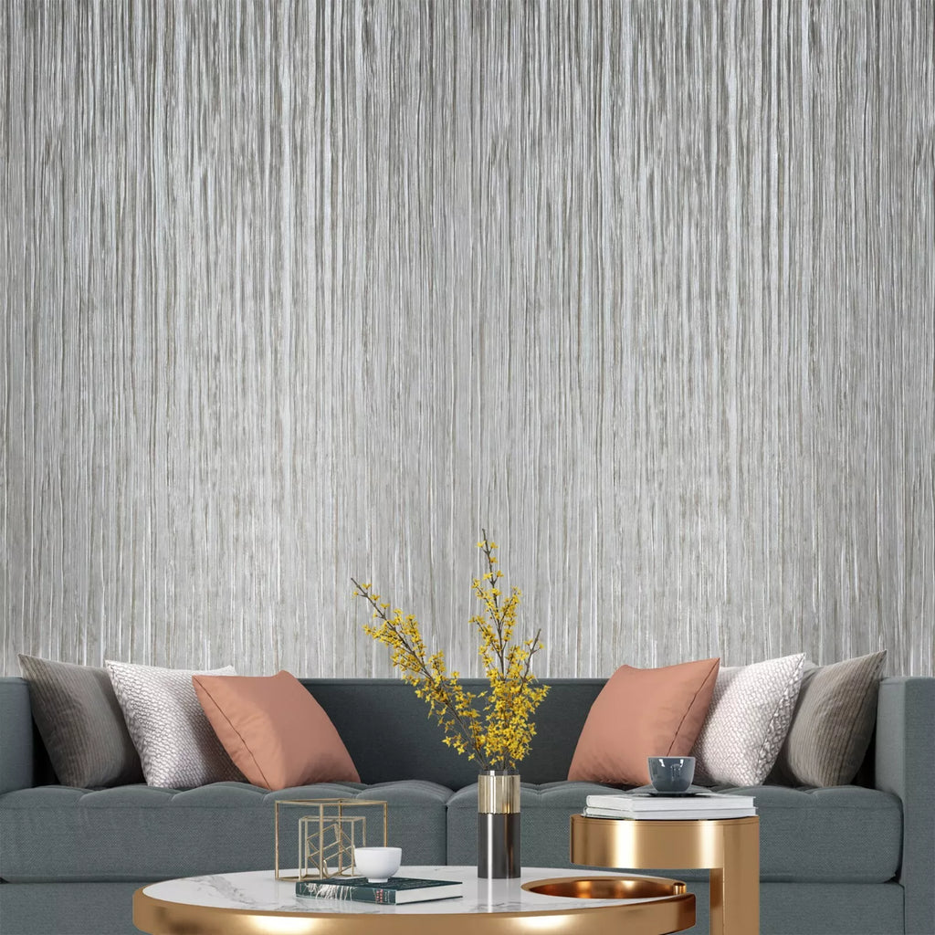 Z10944 Rustic silver metallic faux fabric textured Wallpaper embossed ...