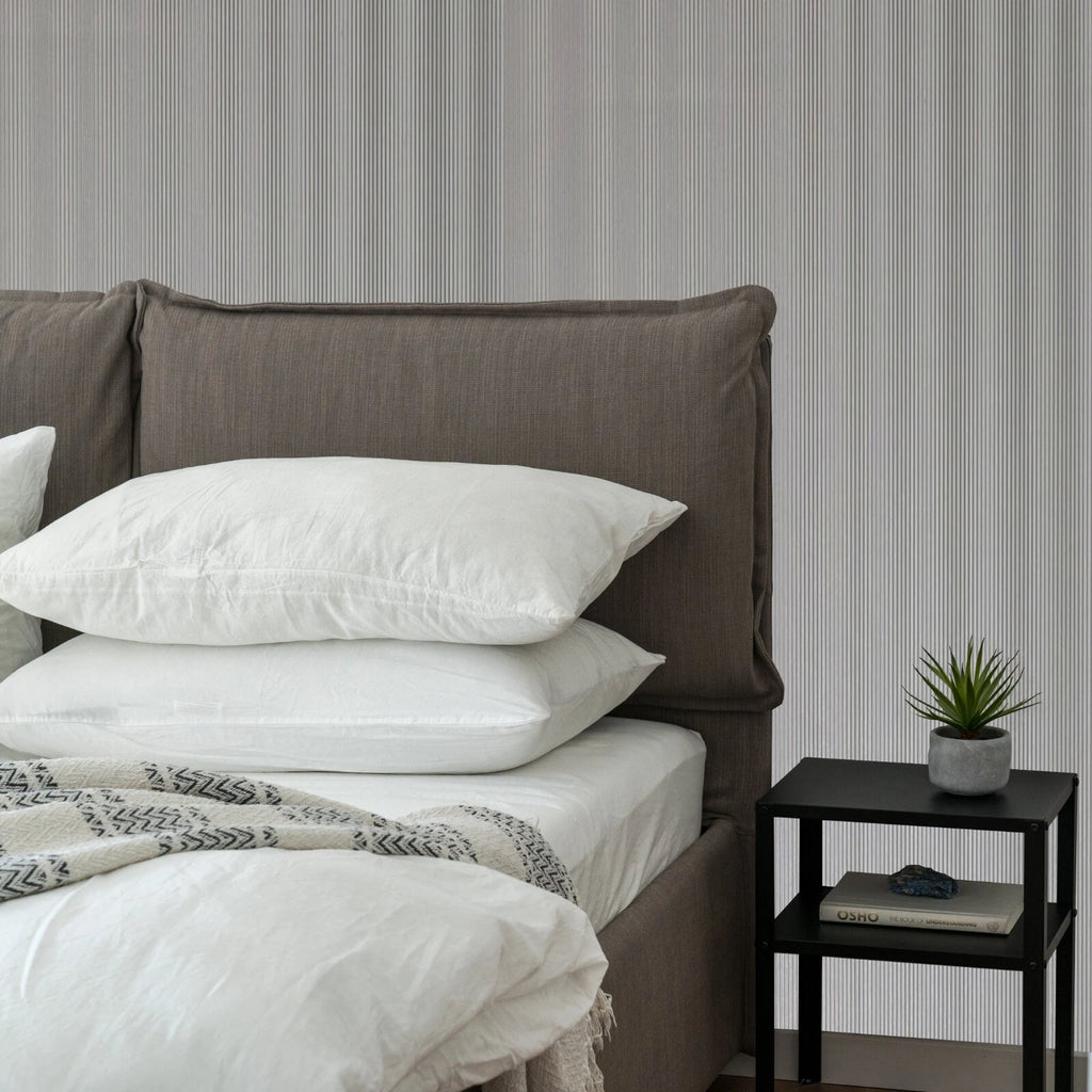 Z12806 Embossed Satin Taupe cream vertical lines faux fabric textured ...