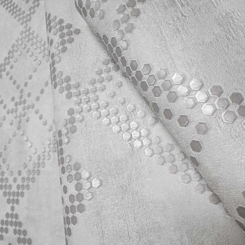 Z90039 honeycomb dots grey silver textured square ornaments faux concr ...