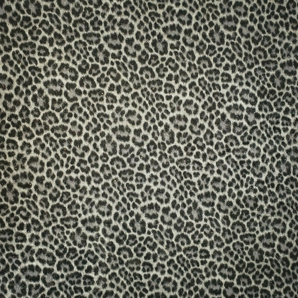 255055 Portofino black silver glitter metallic leopard textured animal ...