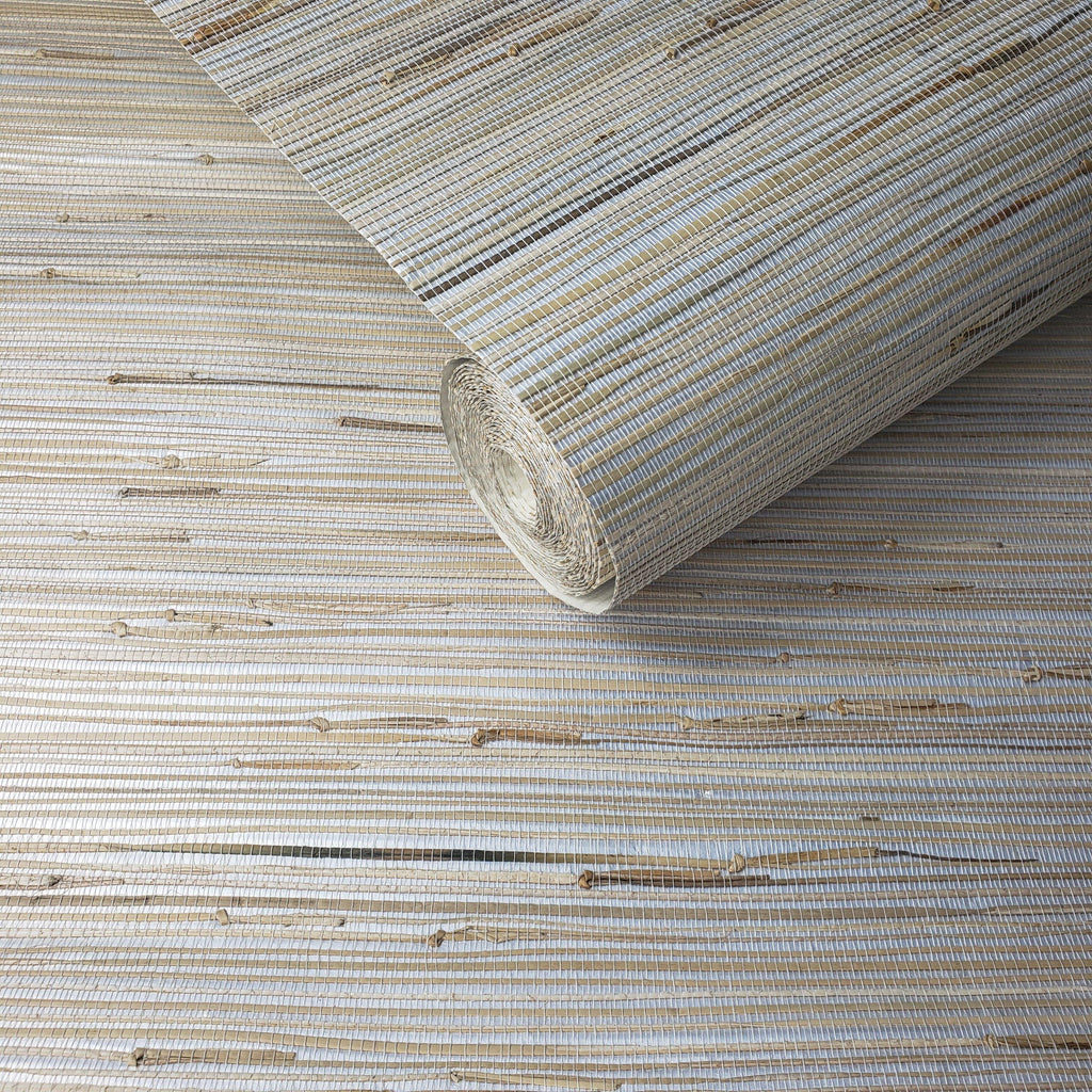 WM3302724 Natural Grasscloth Silver Metallic beige Wallpaper ...